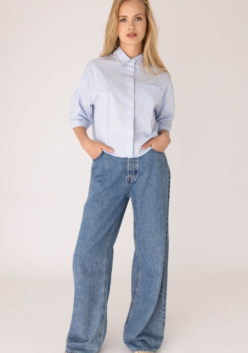 ANNA BLUE BLOUSE | M | 325304-8000-M | Rinsma Modeplein